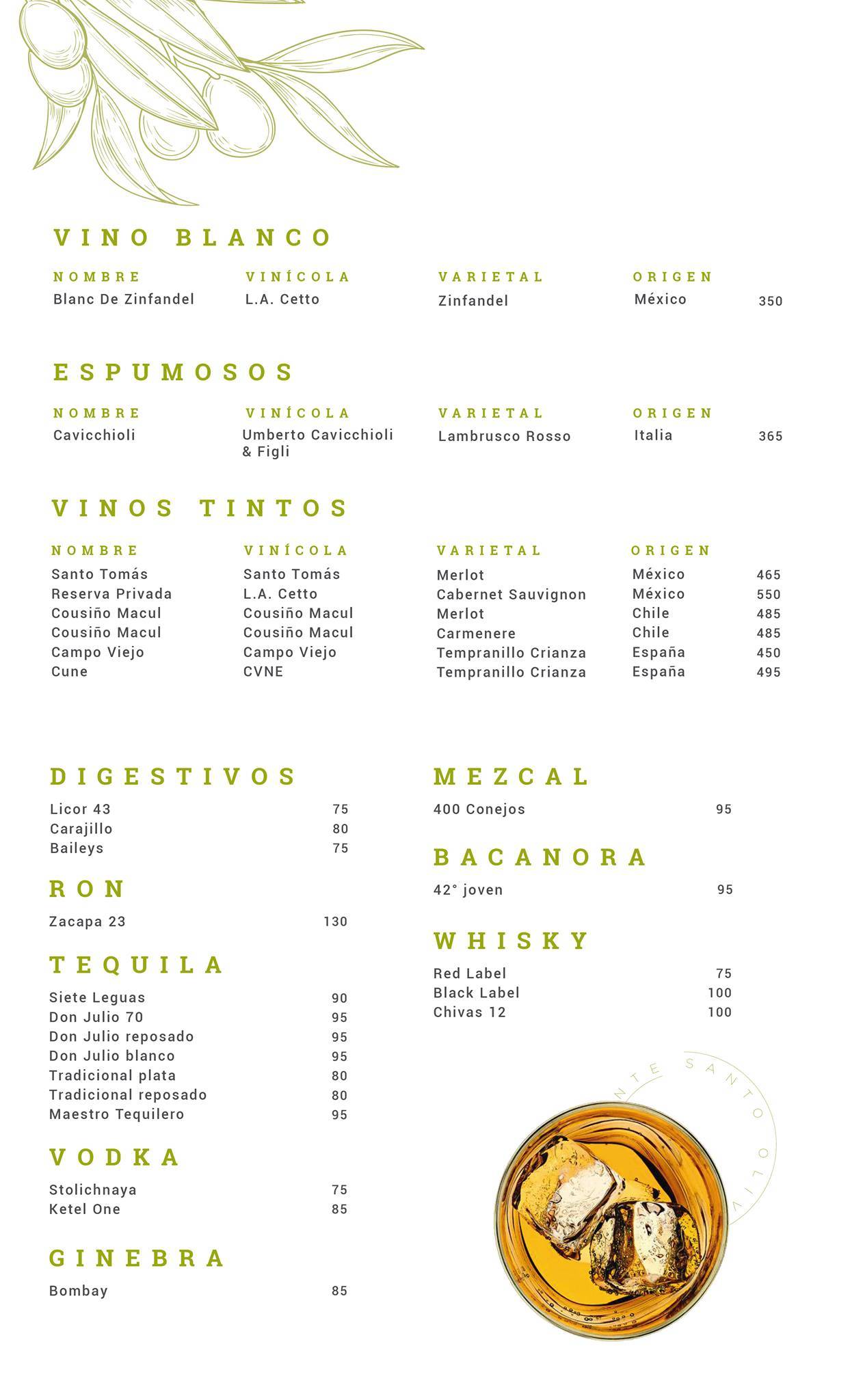 Carta de Santo Olivo Restaurante, Hermosillo, Blvd. Luis Donaldo ...