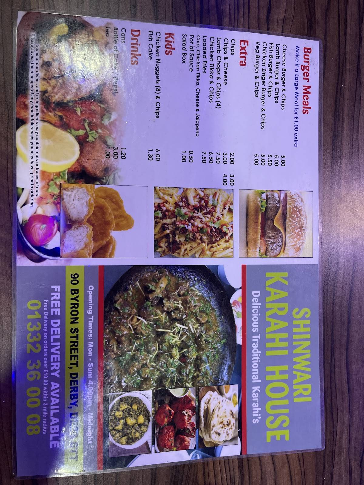 Menu at Shinwari Karahi House restaurant, Derby