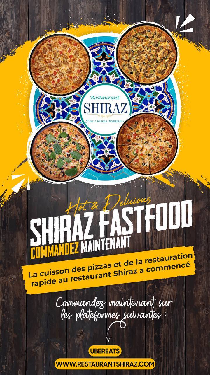 Menu au Shiraz restaurant, Québec