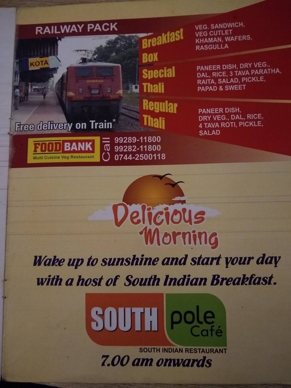 Menu at South Pole Cafe, Kota, 2-KHA-7