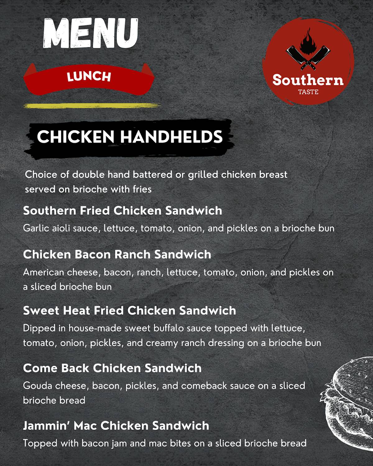 Menu at Southern Taste restaurant, Alachua