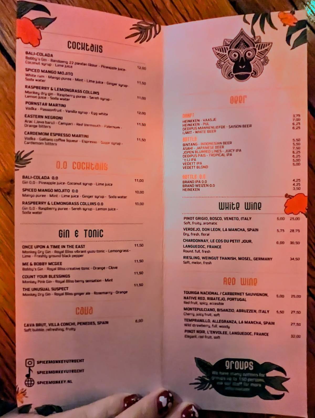 Speisekarte von Spice Monkey, Utrecht
