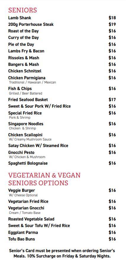 Menu at Springvale RSL restaurant, Springvale