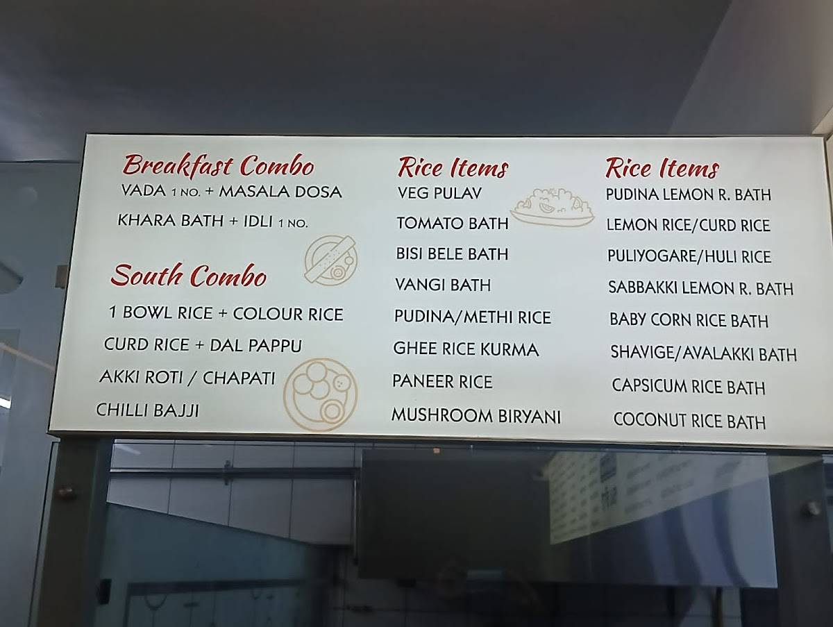 Menu at Sri Nidhi Coffee House, Bengaluru