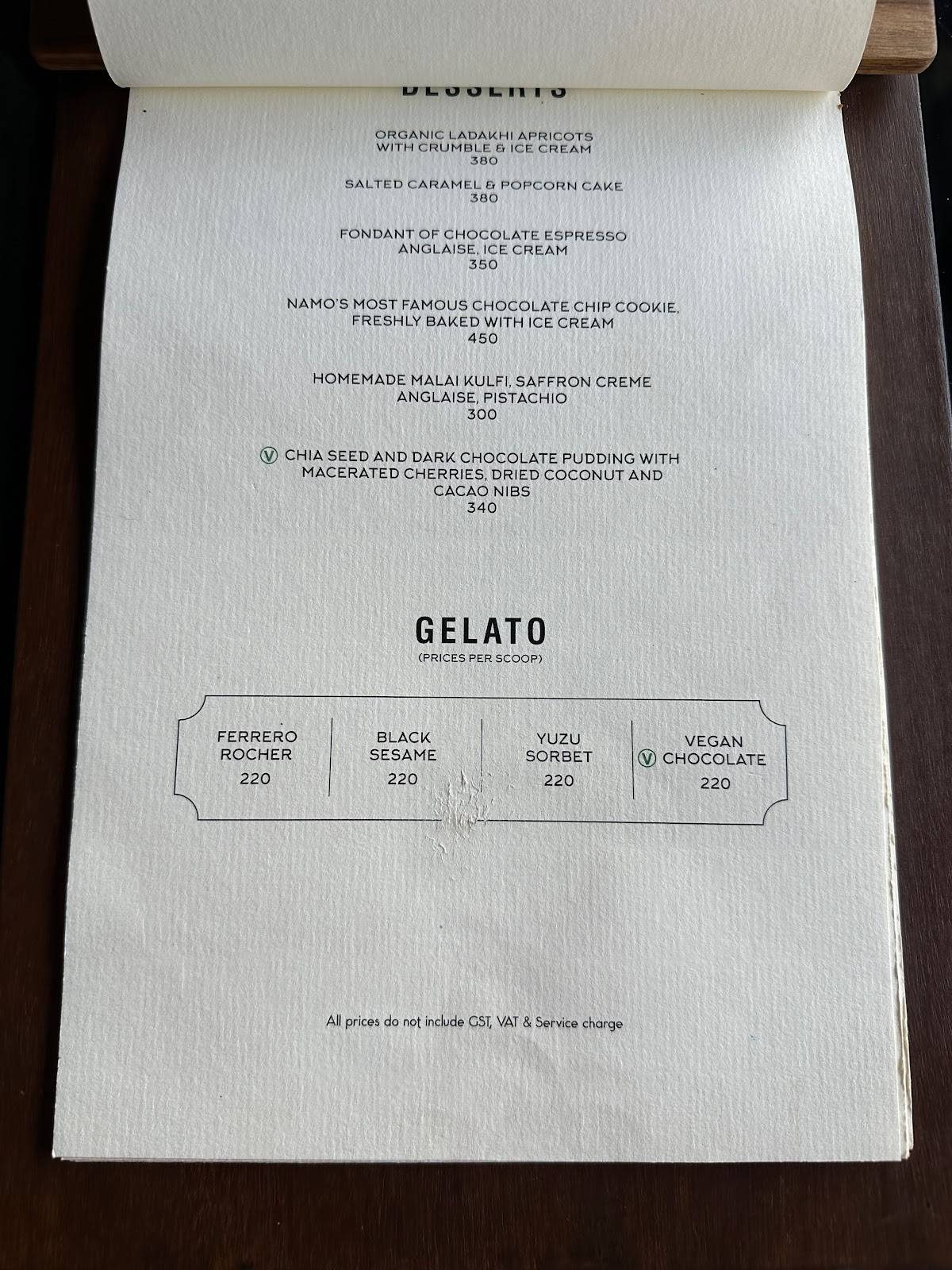 Menu at Sublime Goa, Assagao
