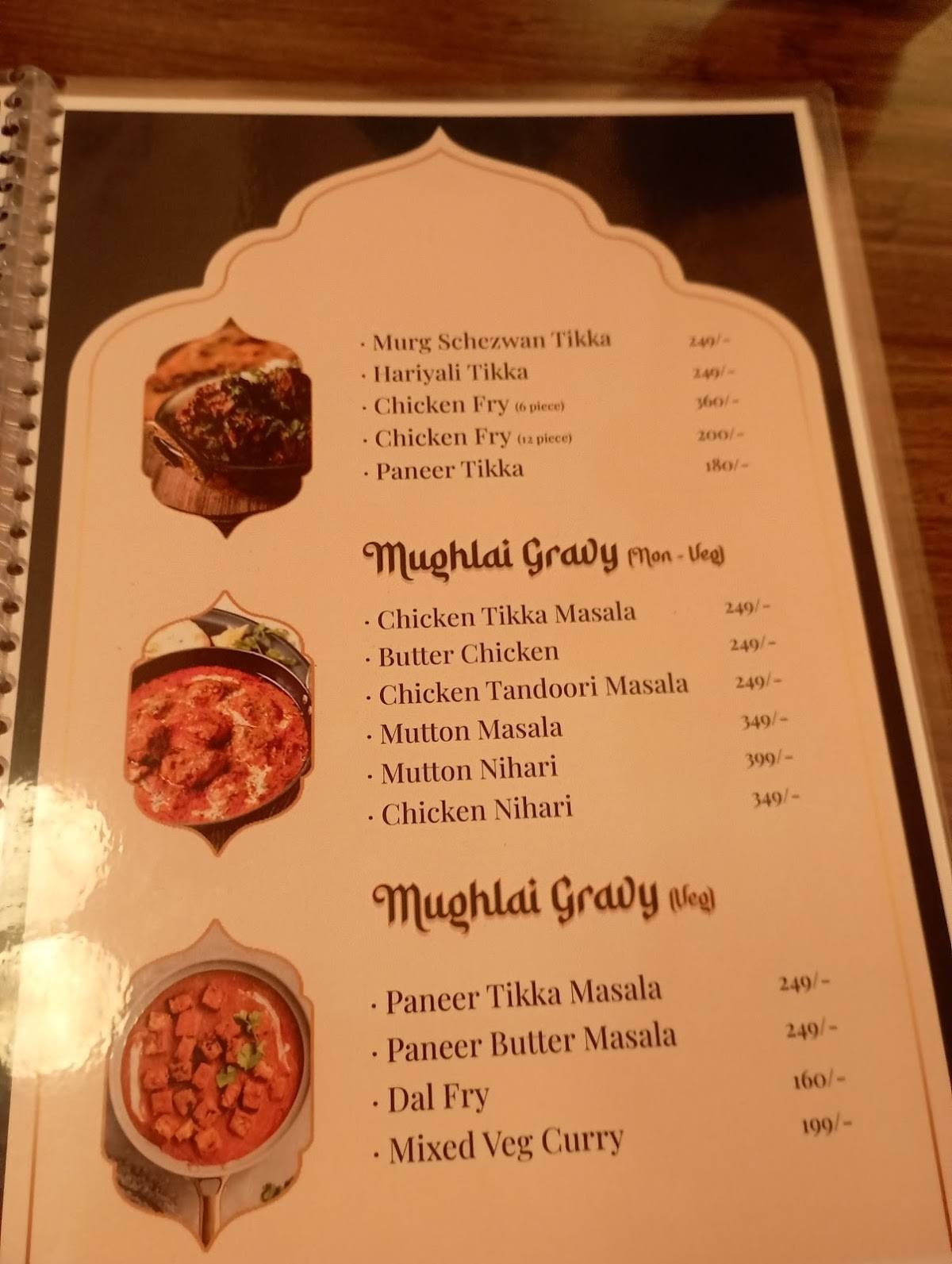 Menu at Sufra, Hyderabad
