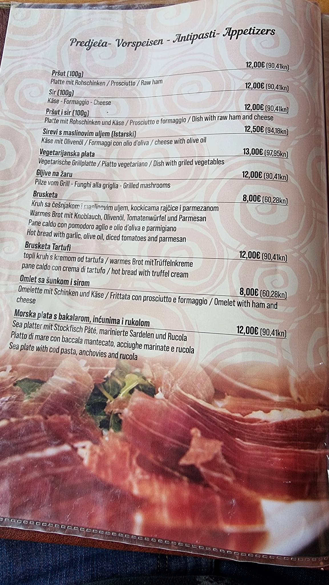 Menu at Restaurant Sunset Porec, Poreč