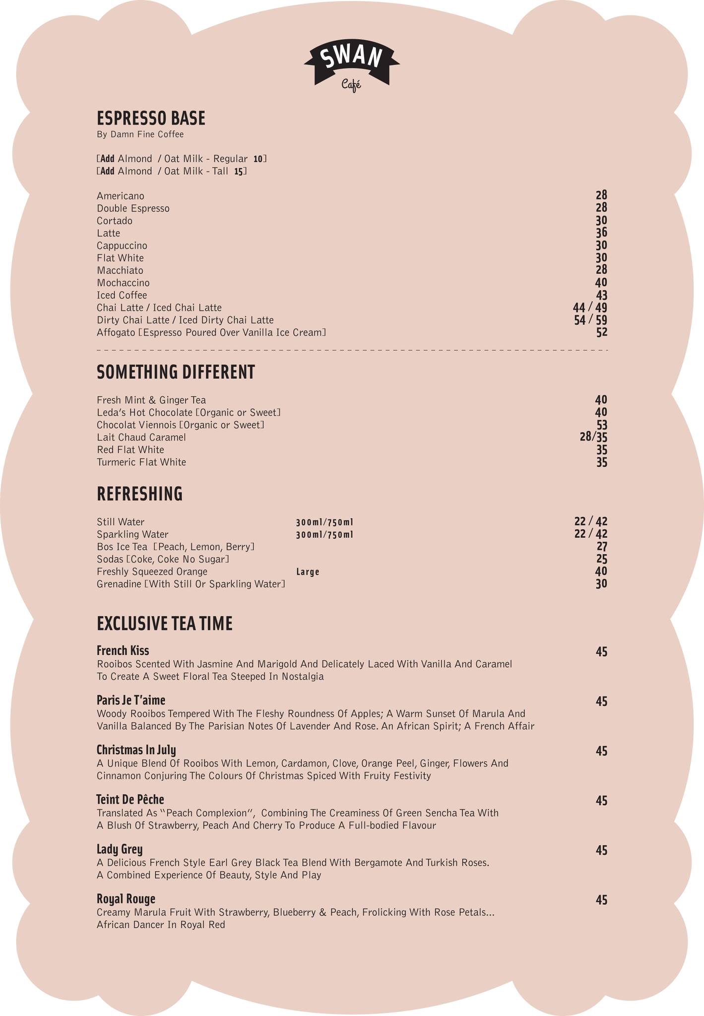 Menu at Swan Café restaurant, Cape Town