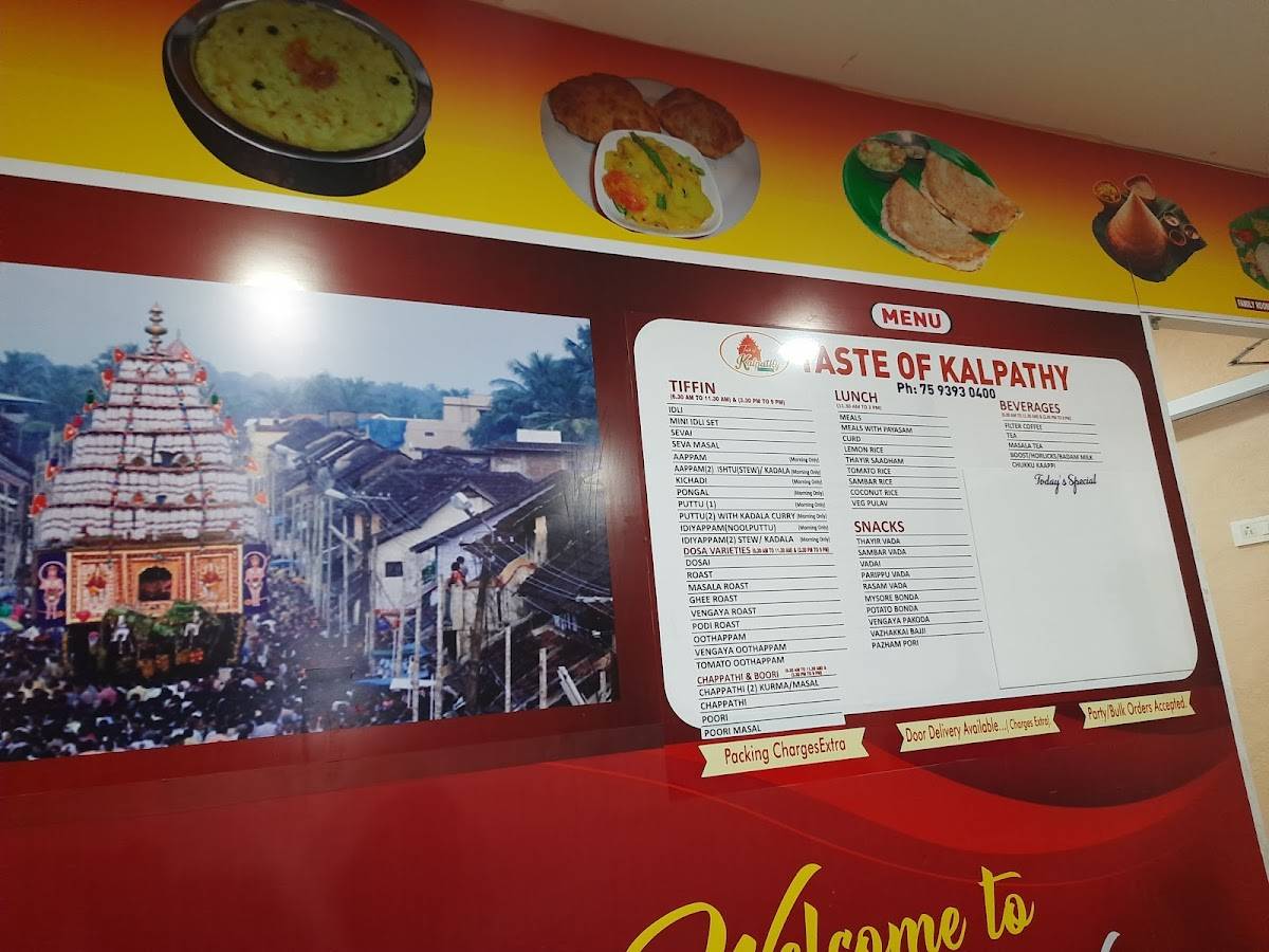 Menu at TASTE OF KALPATHY, Palakkad