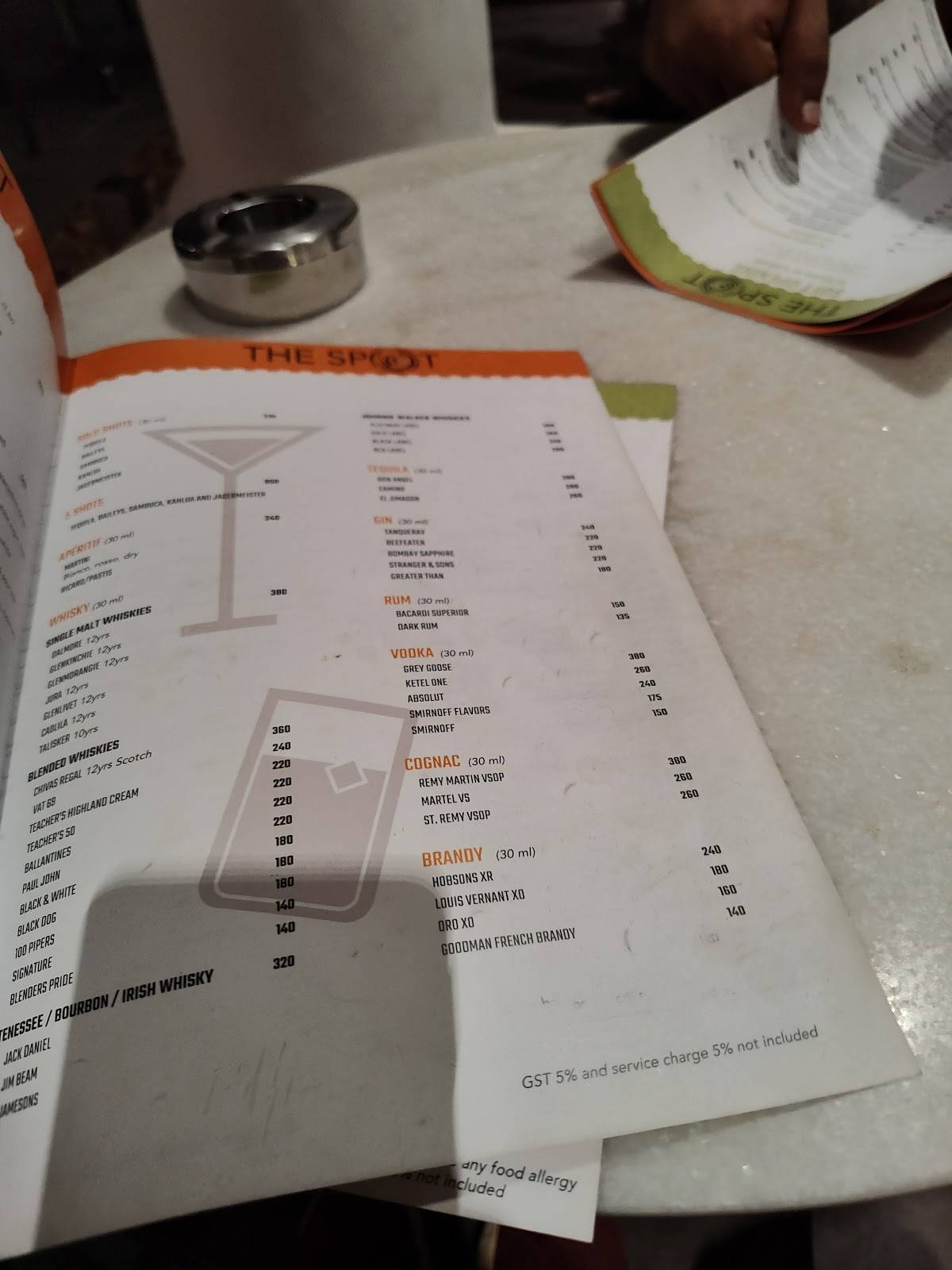 Menu at THE SPOT, Puducherry