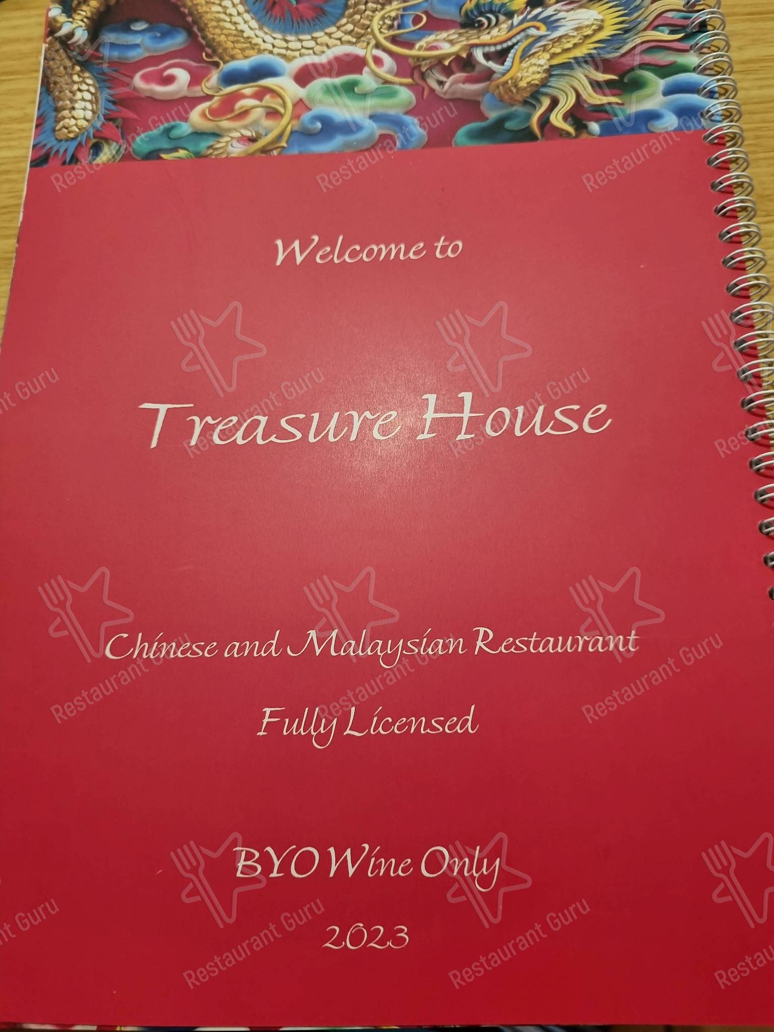 Menu at TREASURE HOUSE restaurant, McDowall, Cnr Hamilton & Beckett Rds