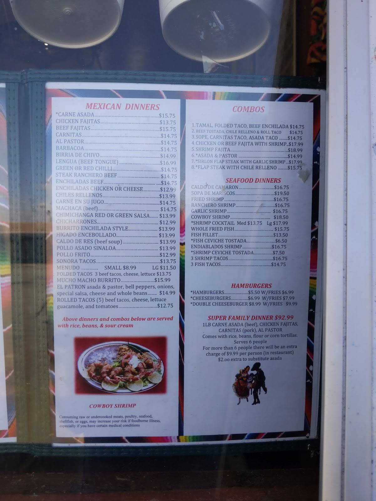 Menu at Tacos Mi Rancho restaurant, Yuma, 188 S 4th Ave