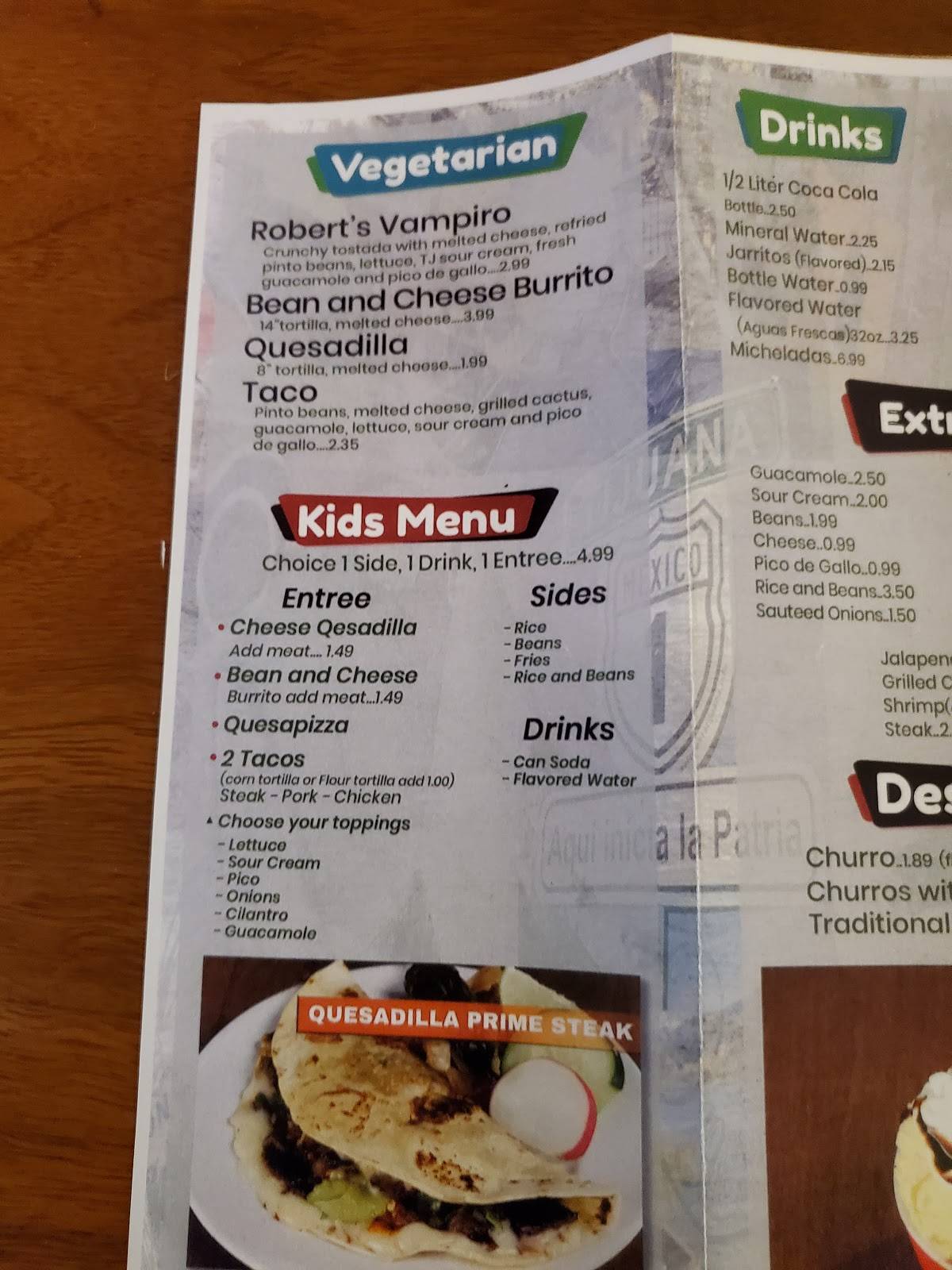 Menu at Tacos tj 664 restaurant, Wichita