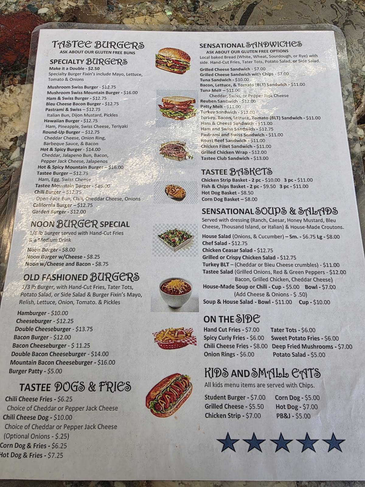 Menu at Tastee Treet restaurant, Prineville