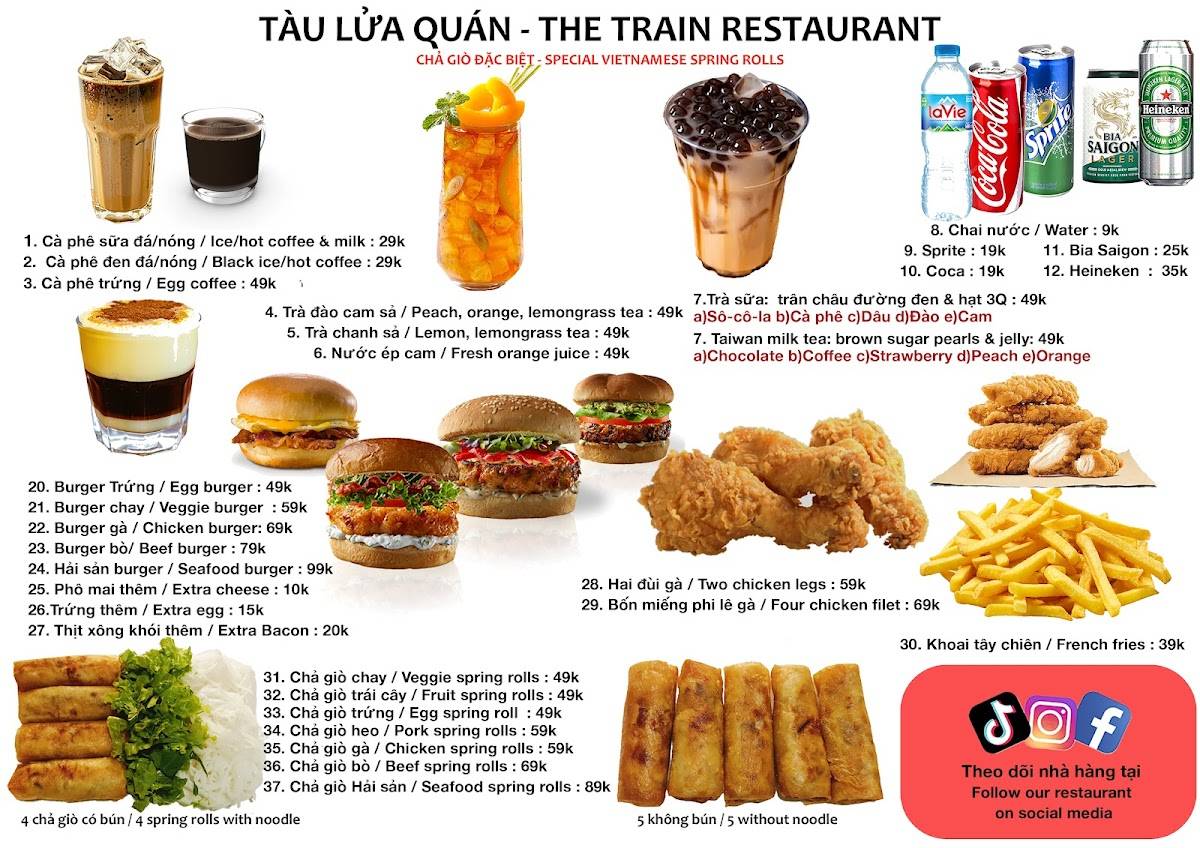 Menu at Tàu Lửa Quán - The Train Restaurant, Ho Chi Minh City