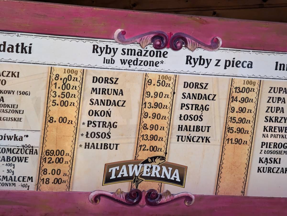 Menu at Tawerna Rataje restaurant, Poland, Margonińska 35a