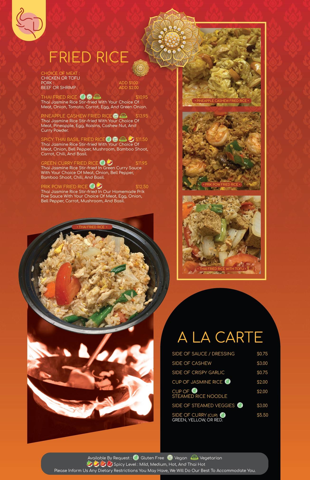 Menu at Thai D'Lish restaurant, Quincy