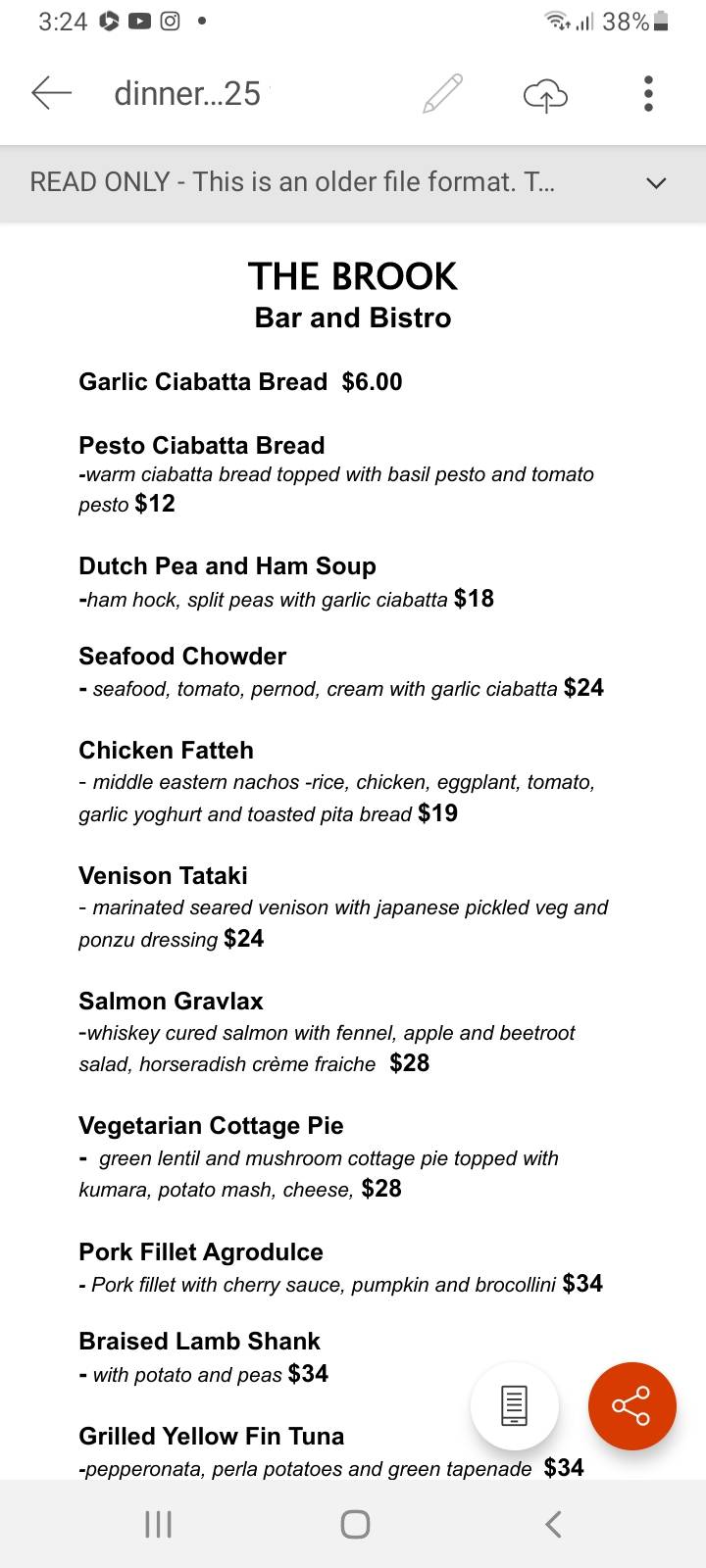 Menu at Ripple Rotorua pub & bar, Rotorua