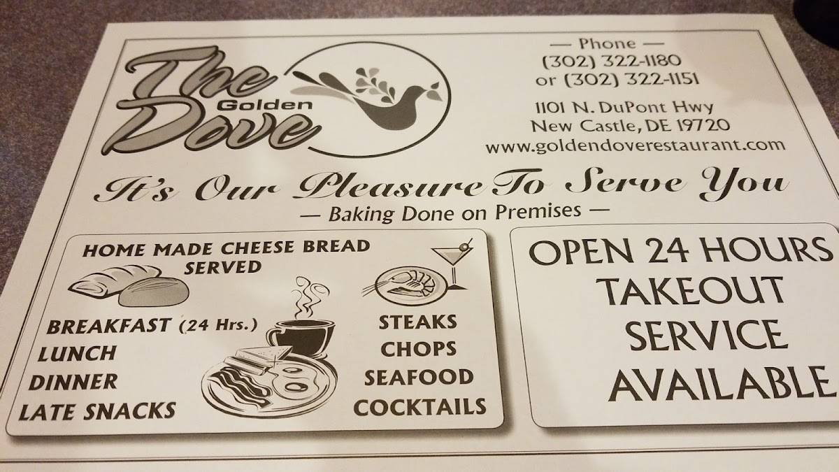 Menu at The Dove Diner Restaurant, New Castle