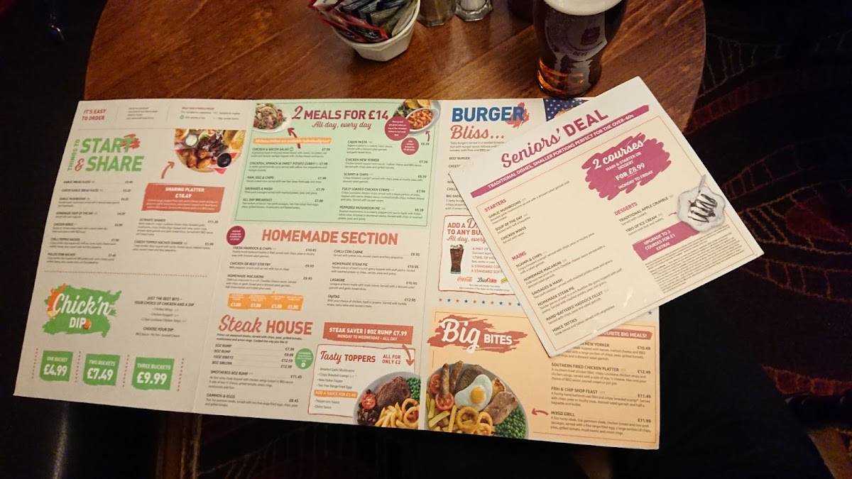 Menu at The Downfield (Doc Stewart's) restaurant, Dundee