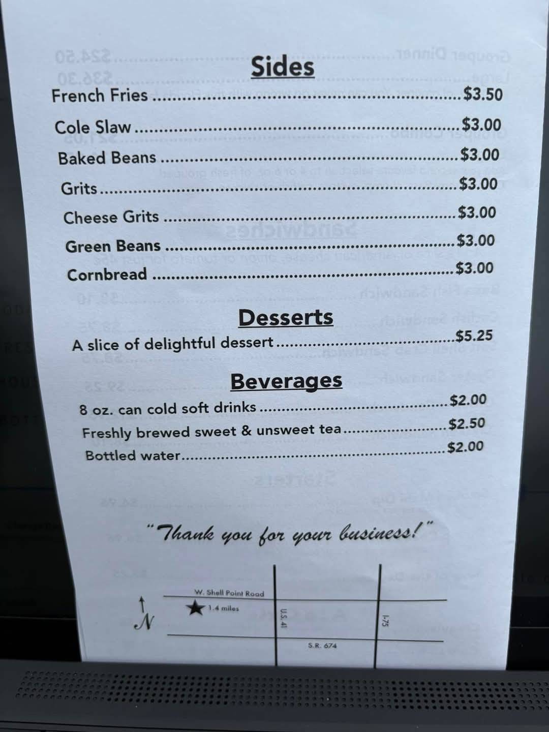 Menu at The Fish House restaurant, Ruskin, W Shell Point Rd