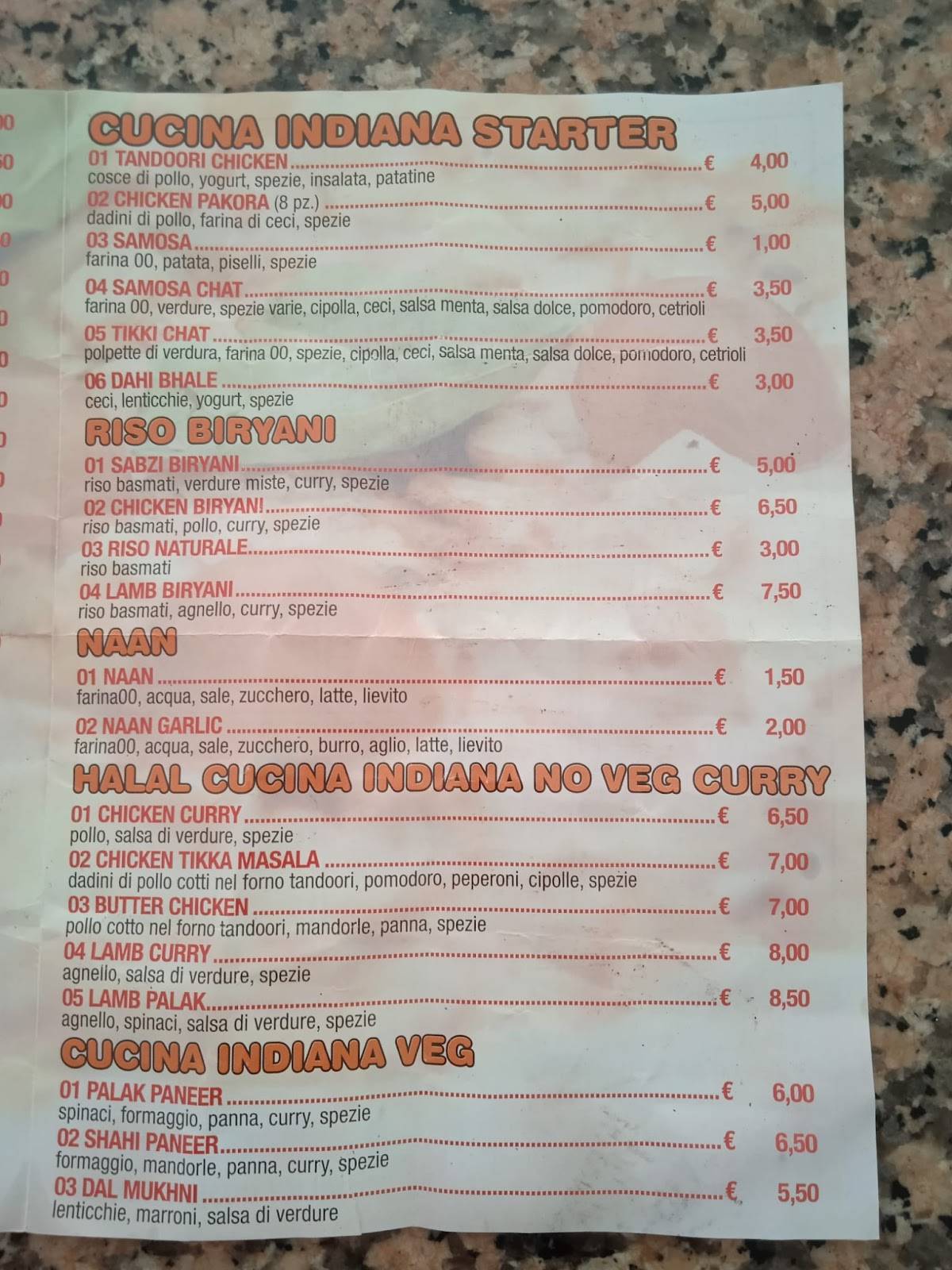 Speisekarte von The Great India Restaurant, Ghedi