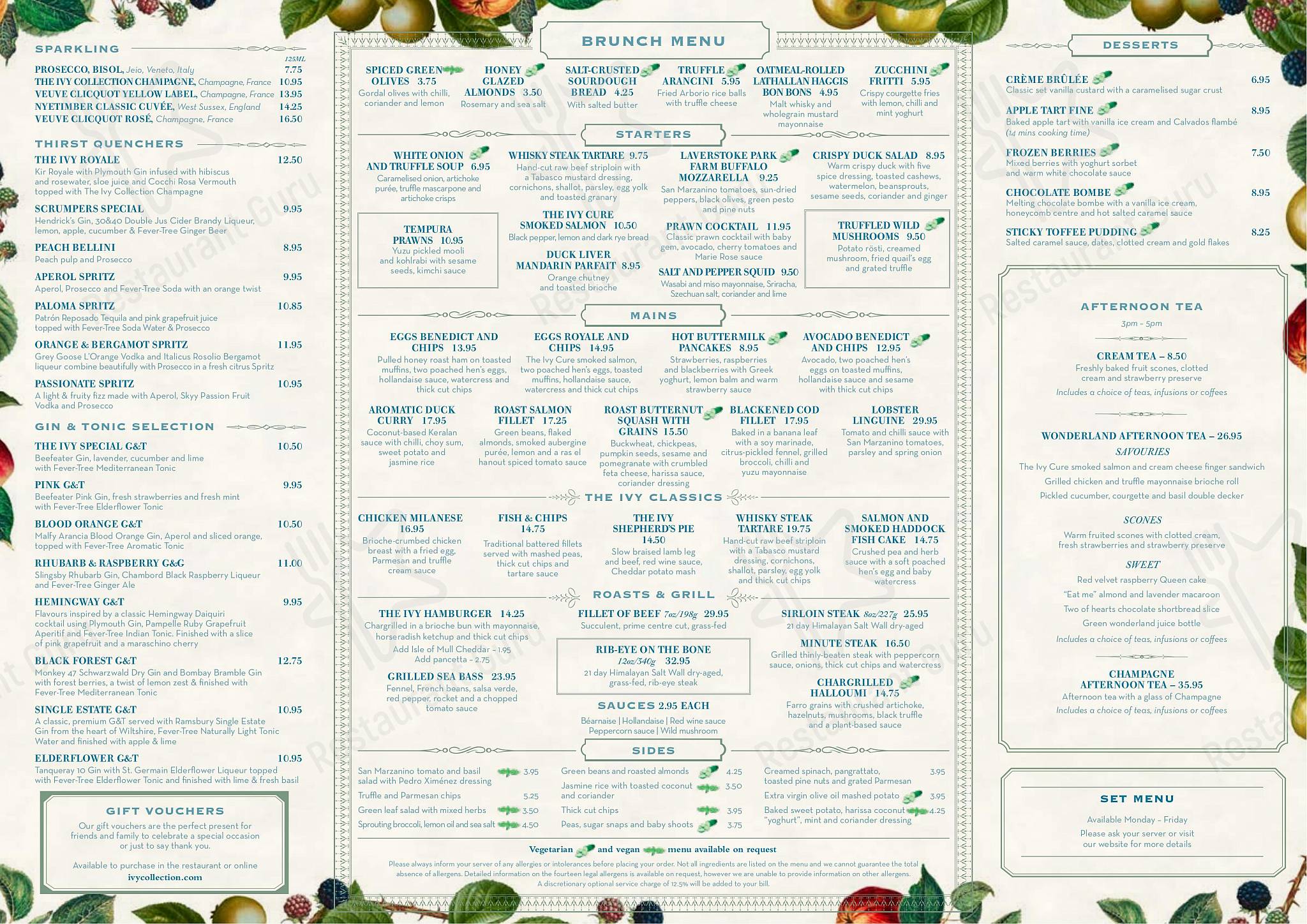 Menu at The Ivy Buchanan Street, Glasgow restaurant, Glasgow, 106 ...