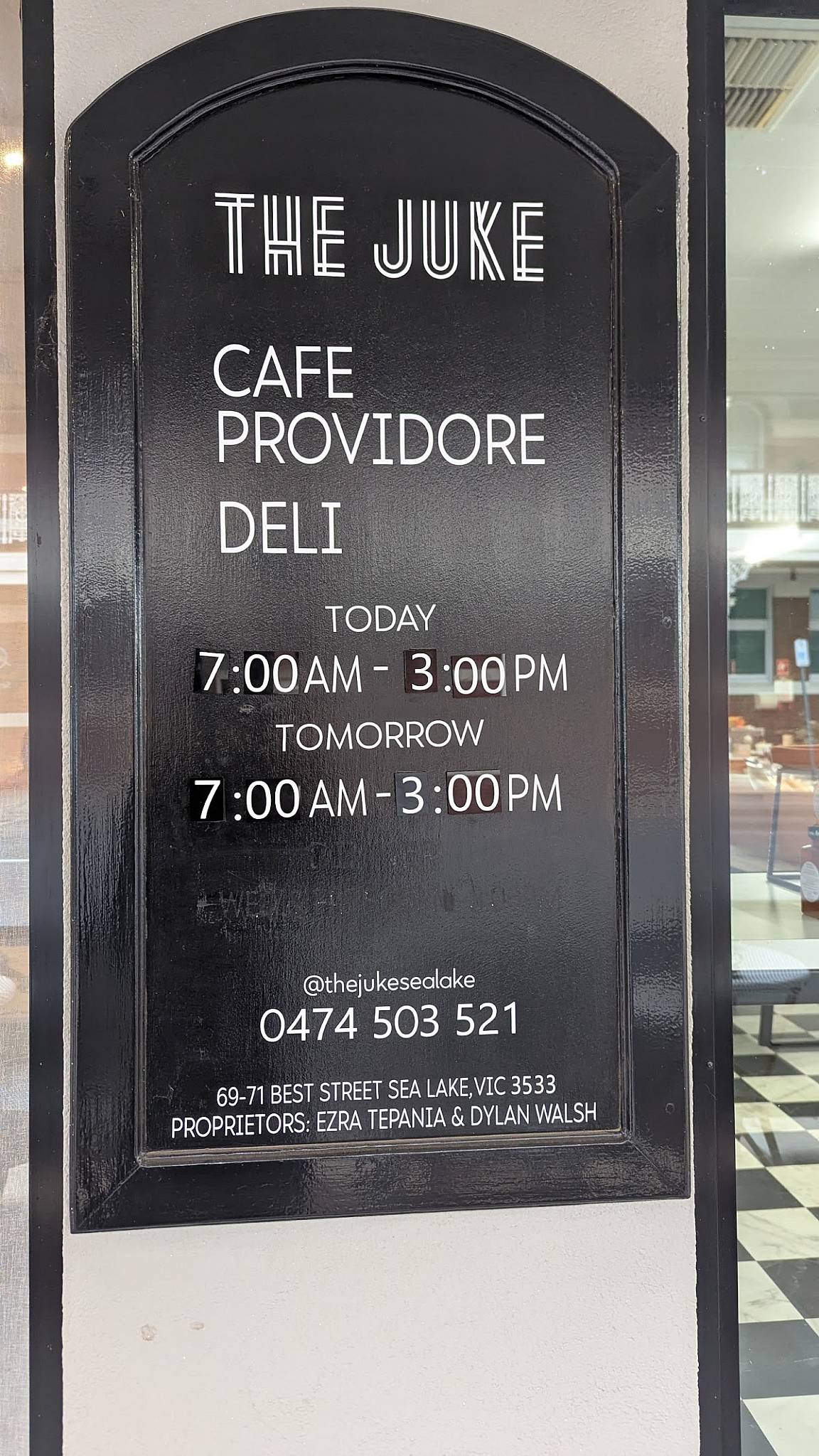 Menu at The Juke restaurant, Sea Lake