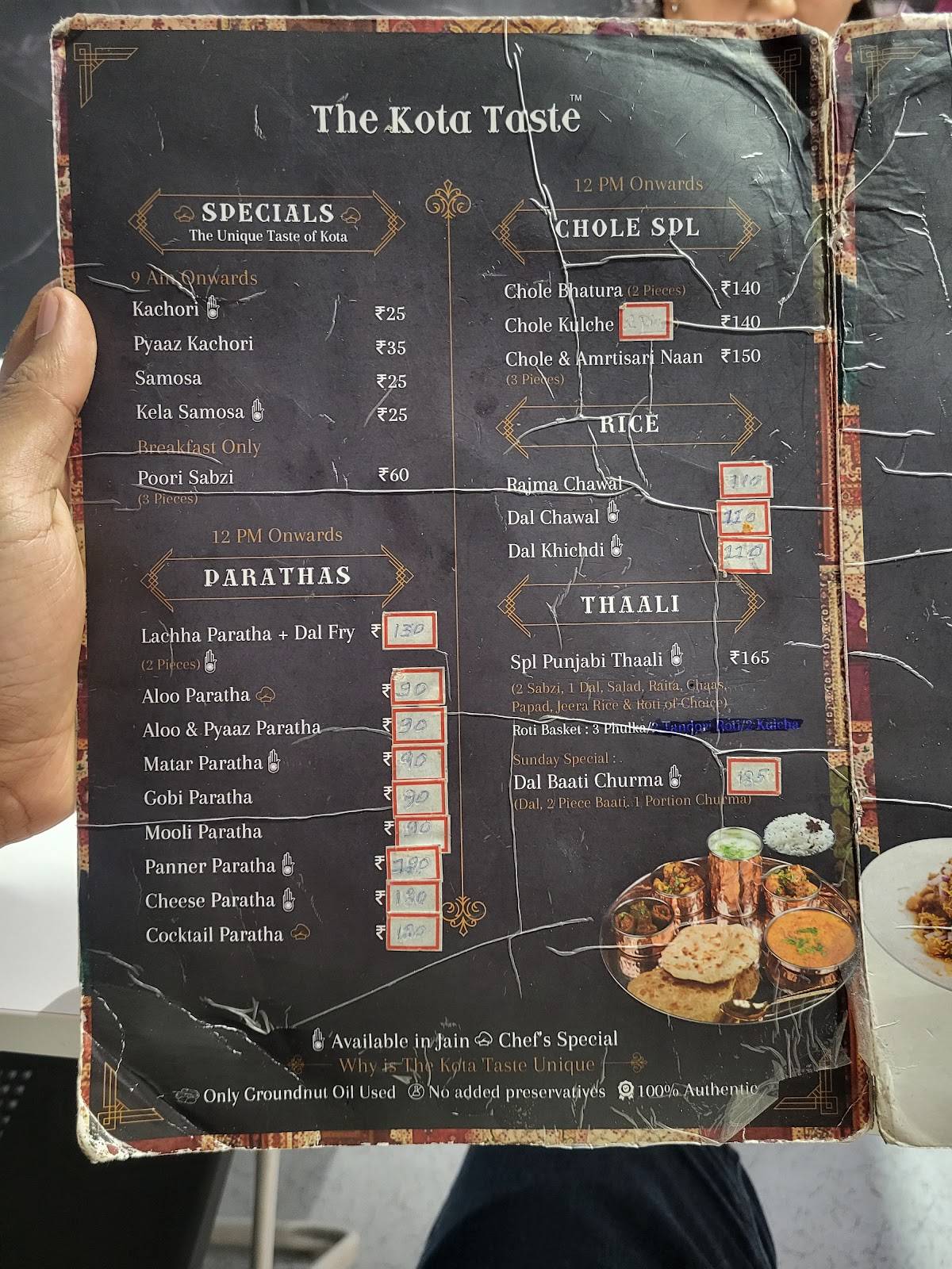 Menu at The Kota taste, Bengaluru
