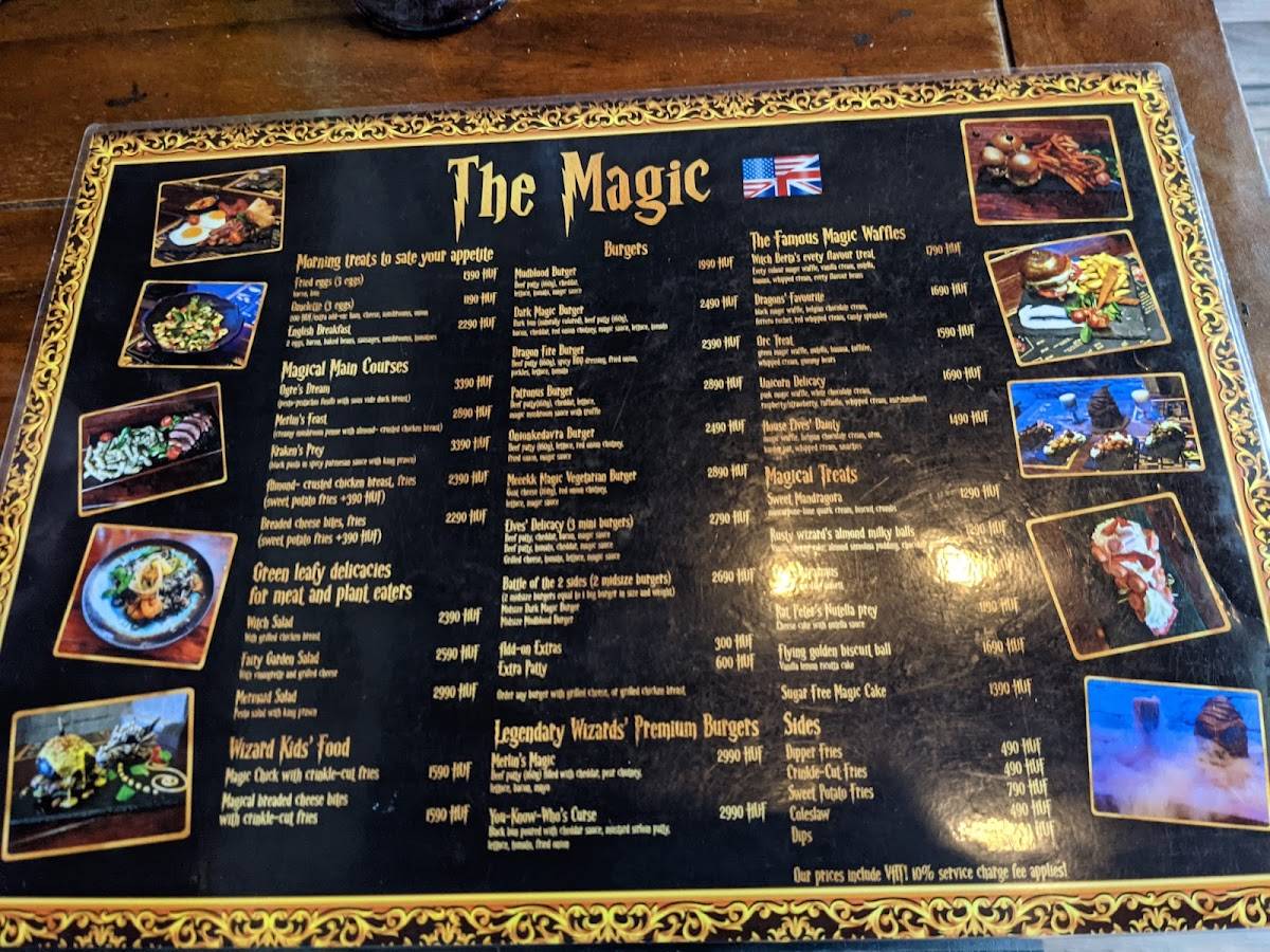 Menu at The MAGIC Budapest restaurant, Budapest