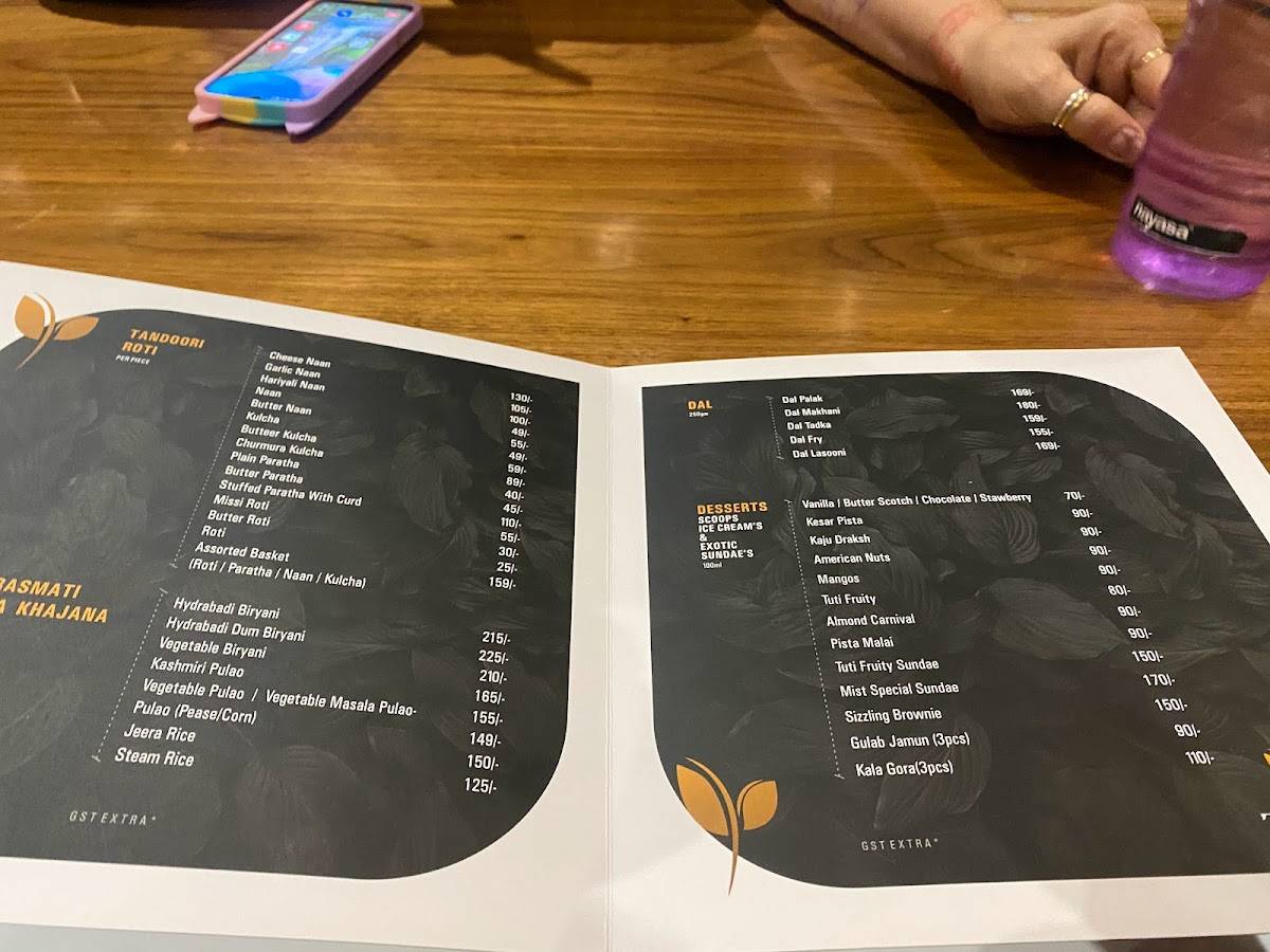 Menu at The Mist, Ahmedabad