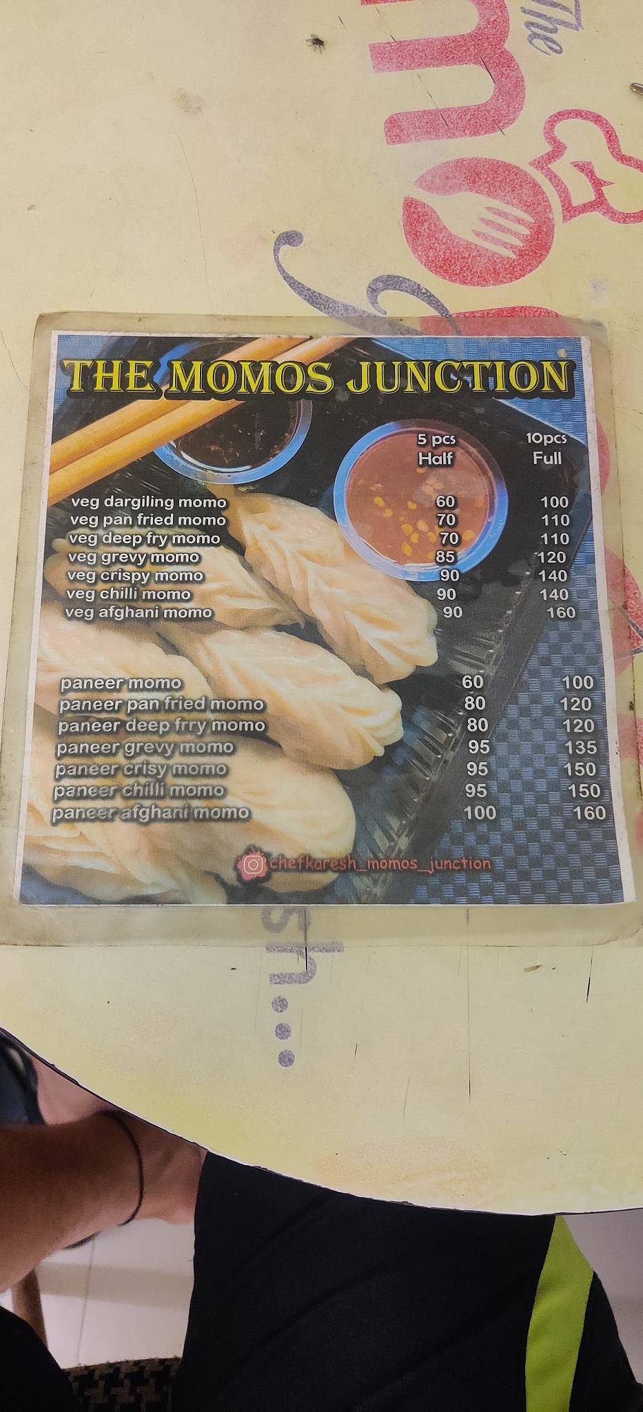 Menu at Momos Junction, Ichalkaranji, Radhakrishna Chowk