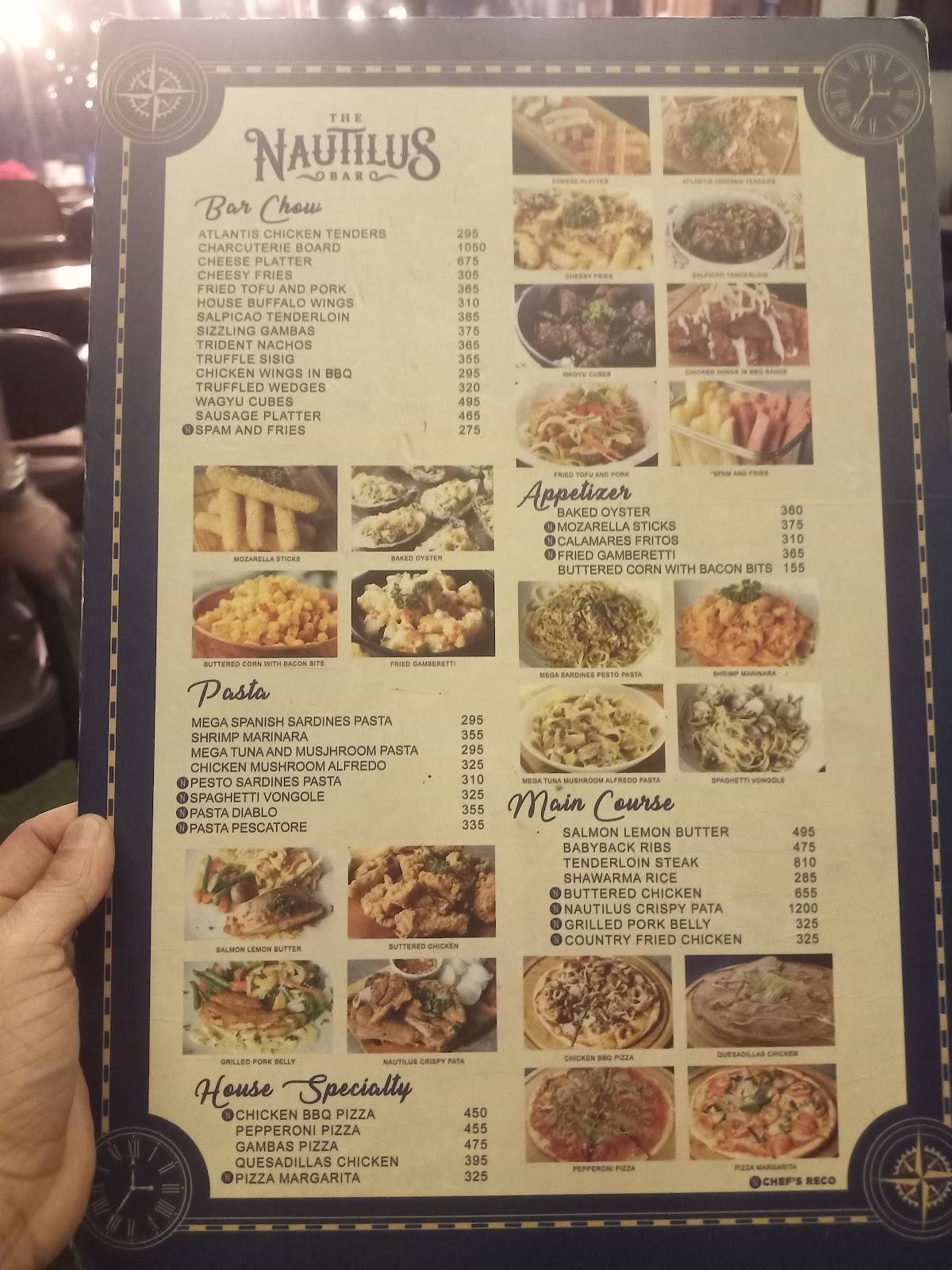 Menu at The Nautilus Bar, Quezon City