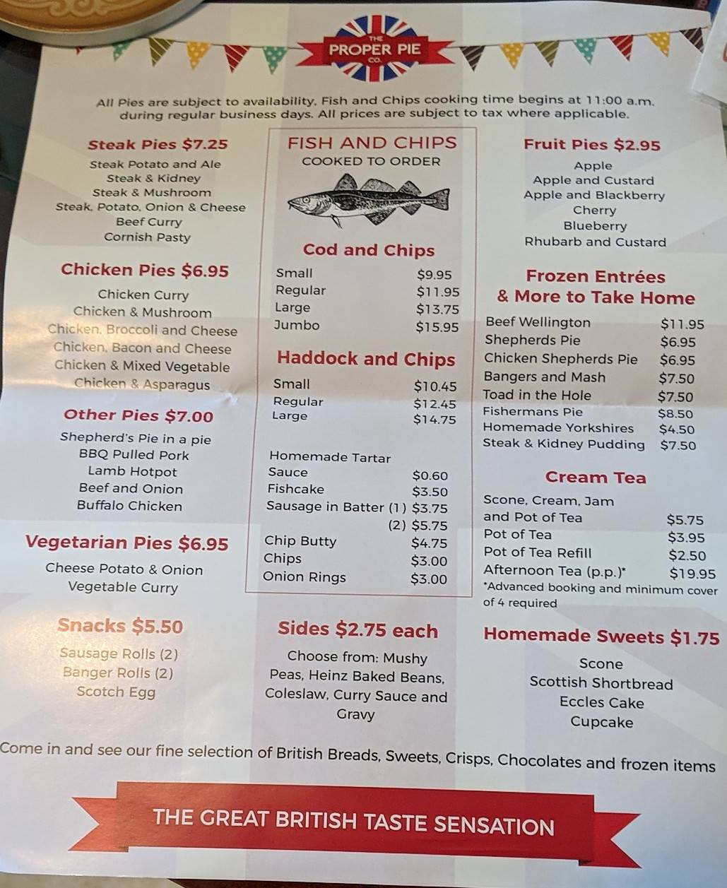 Menu at The Proper Pie Company restaurant, Haines City, 511 Hwy 17 92 W