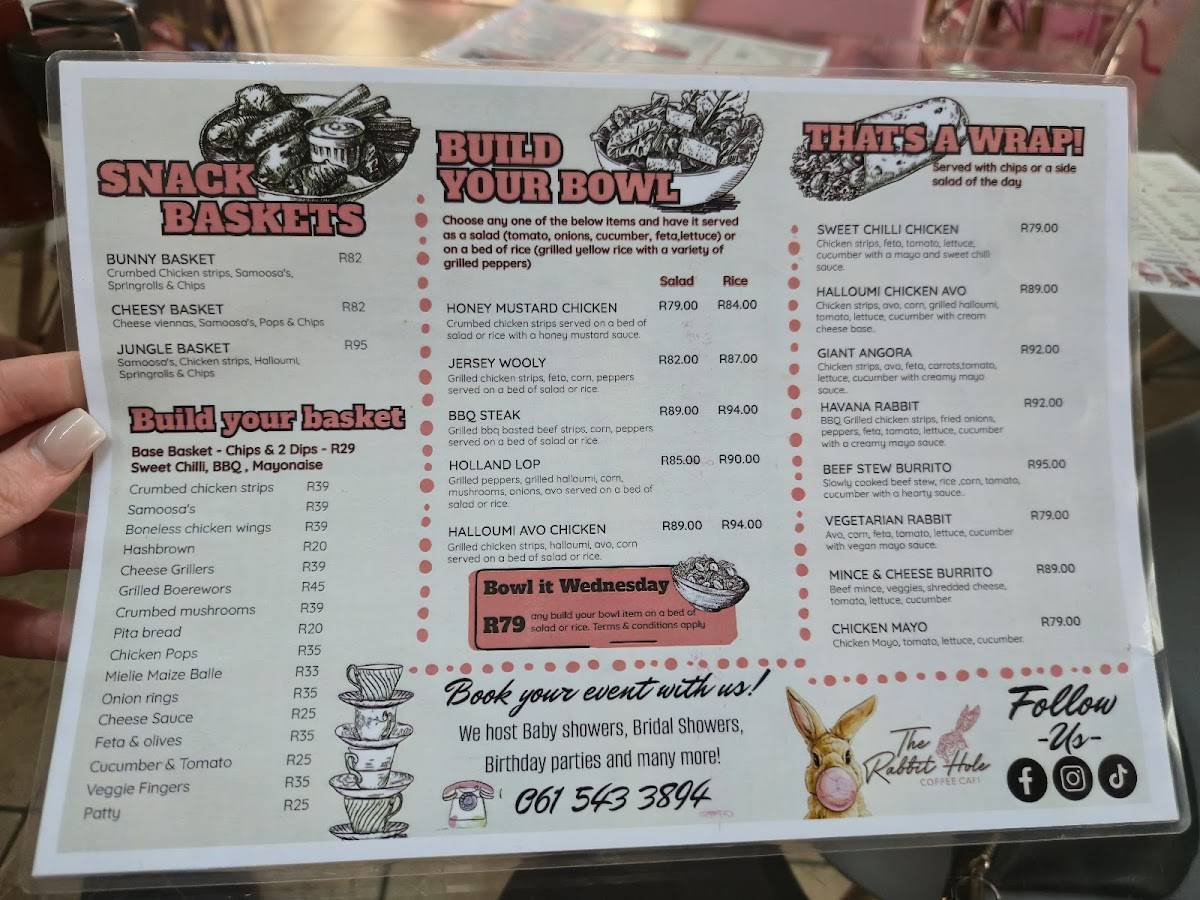 Menu at The Rabbit Hole Coffee Cafe, Boksburg