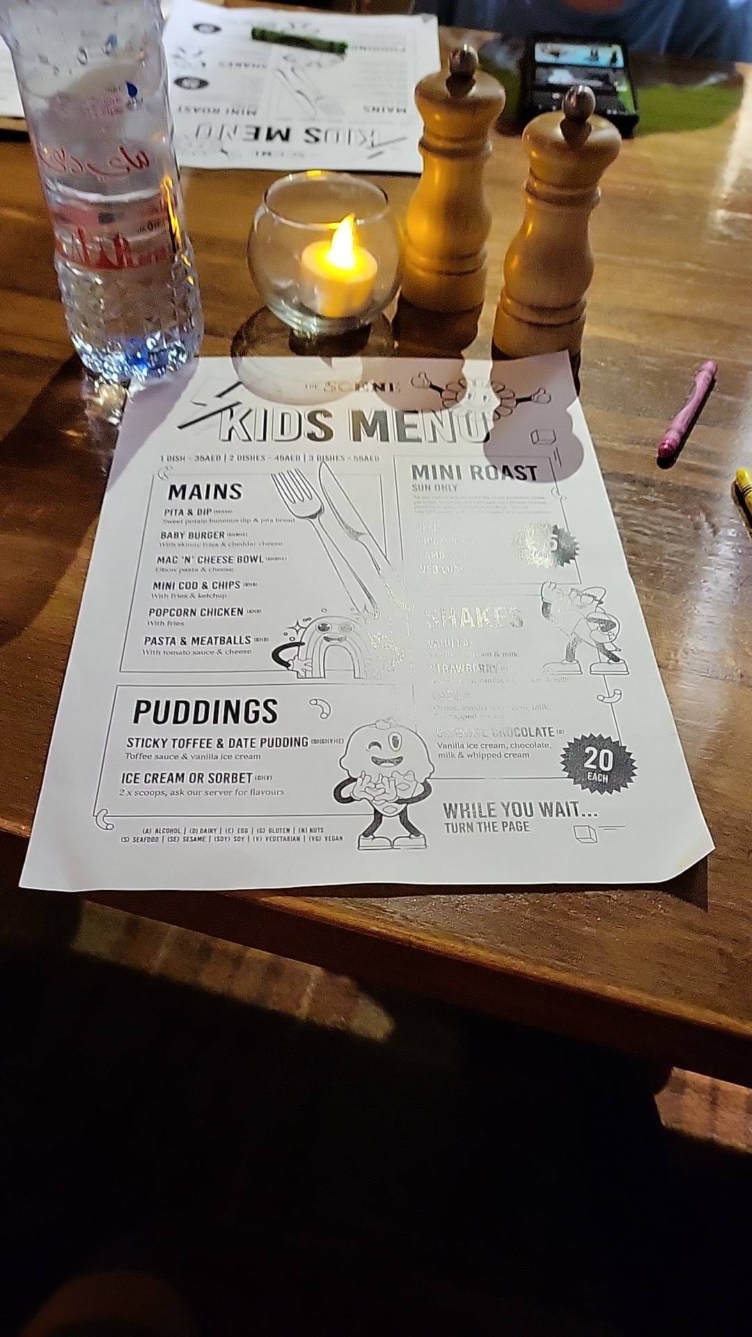 Menu at The Scene at Pier 7 restaurant, UAE