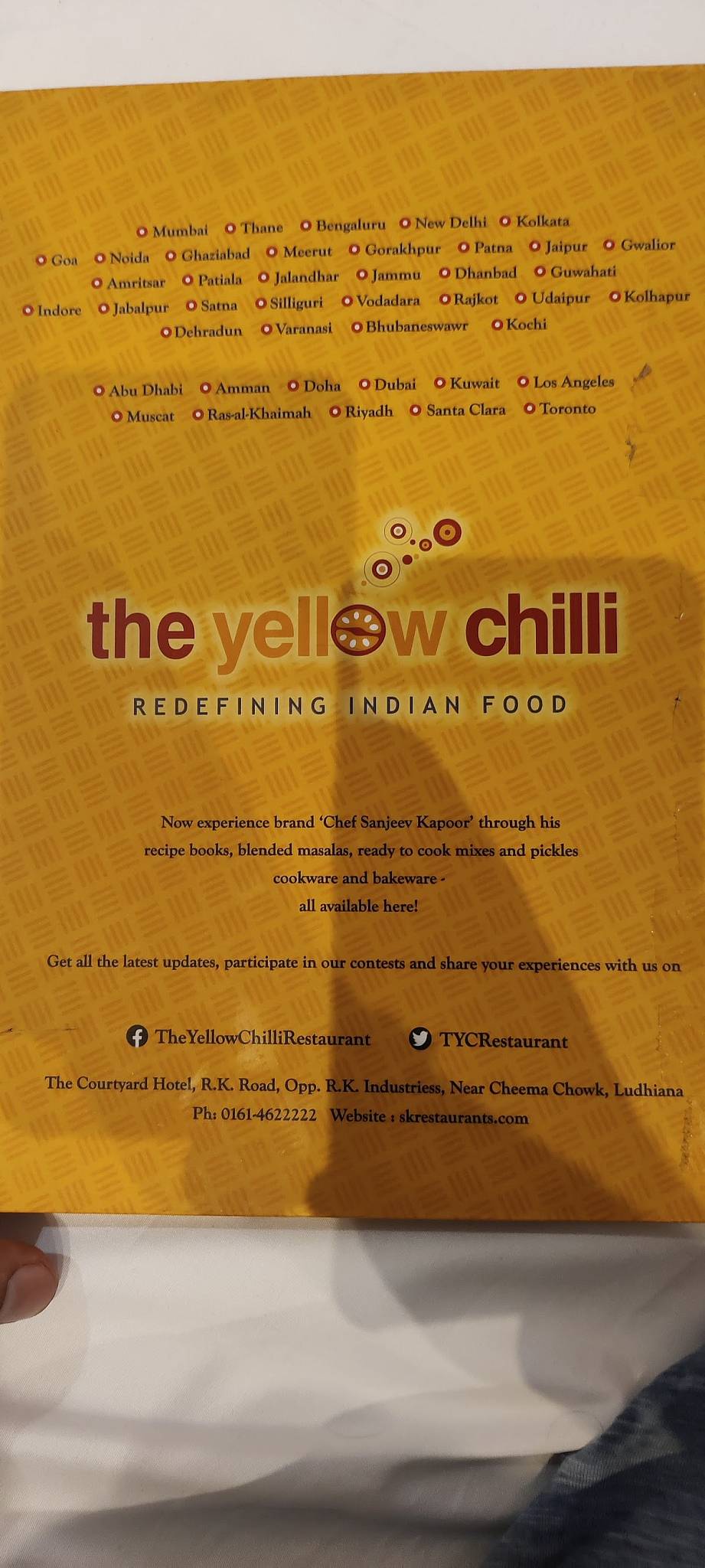 Menu at The Yellow Chilli, Ludhiana