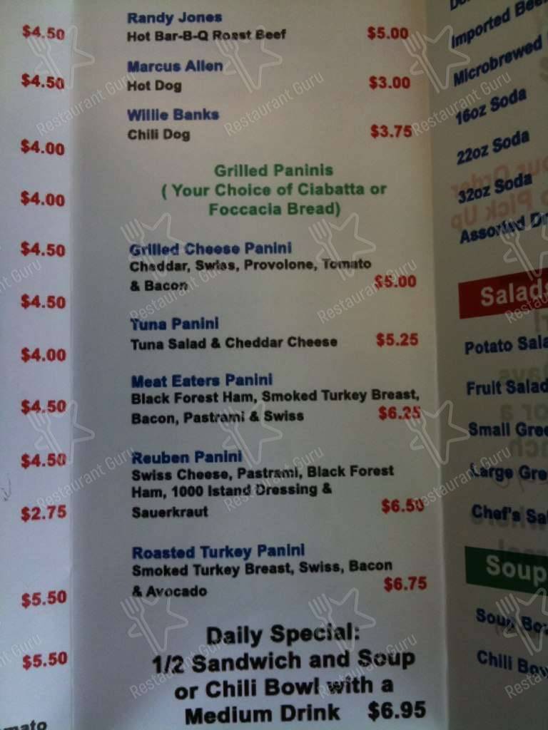 Menu at Time Out Cafe, San Diego, Pan American Plz