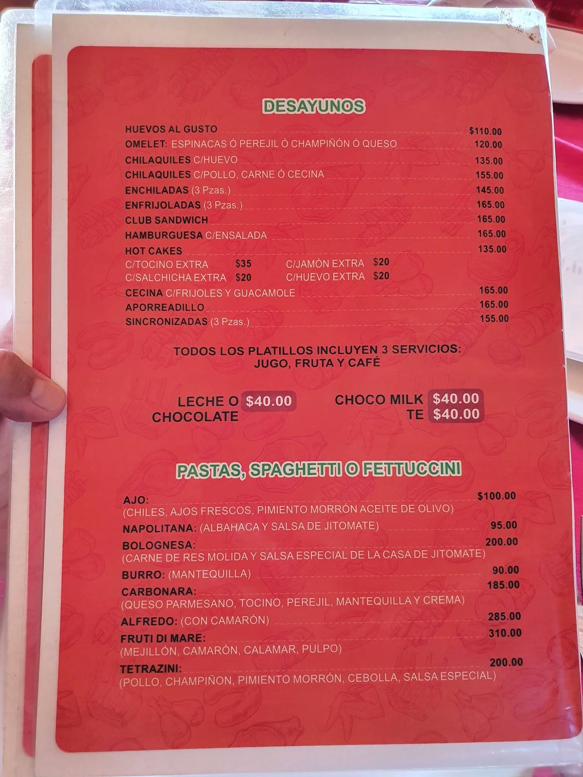 Carta del restaurante Tío Alex Mariscos y Carnes, Acapulco