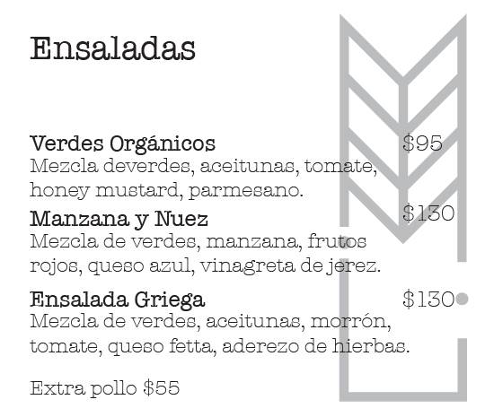 Menu at Trigo Salvaje restaurant, Mexicali