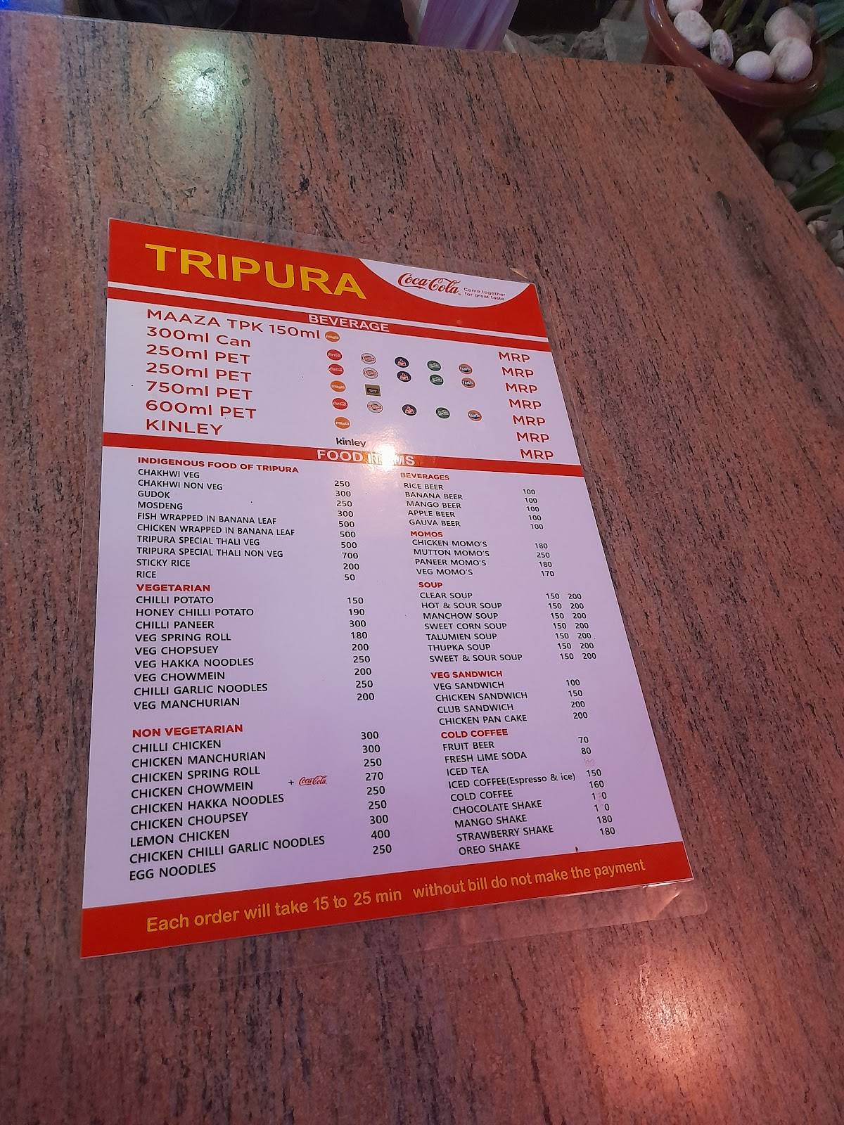 Menu at Tripura Tribal Kitchen - Food Stall, New Delhi