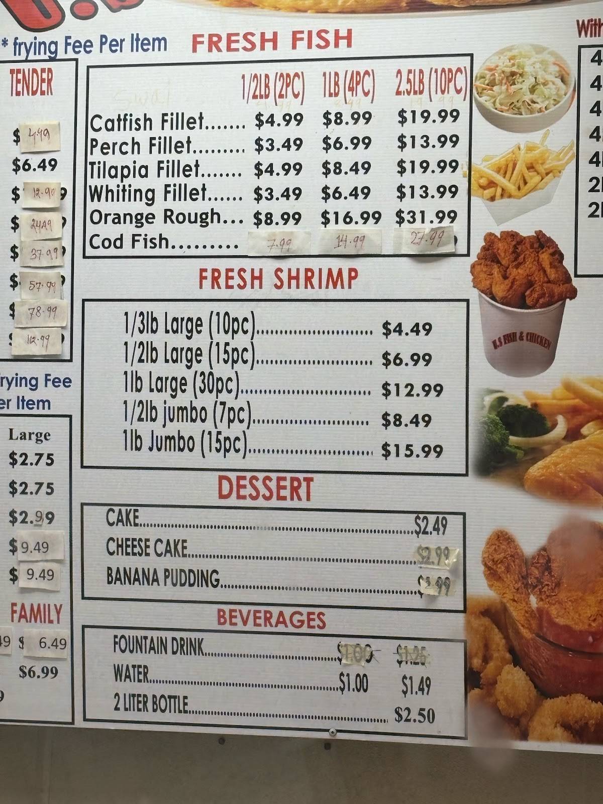 Menu at U.S. Fish & Chicken restaurant, Hamtramck