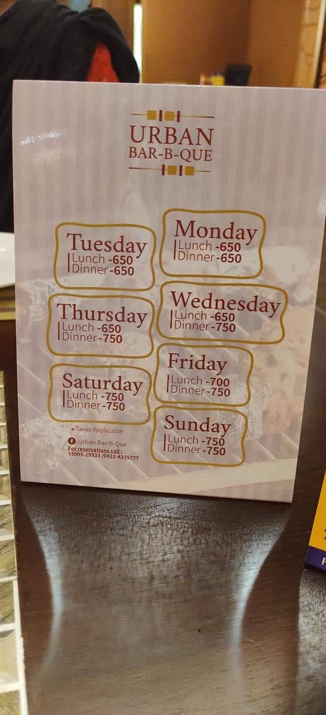 Menu at URBAN BAR-B-QUE, Coimbatore, 2/2