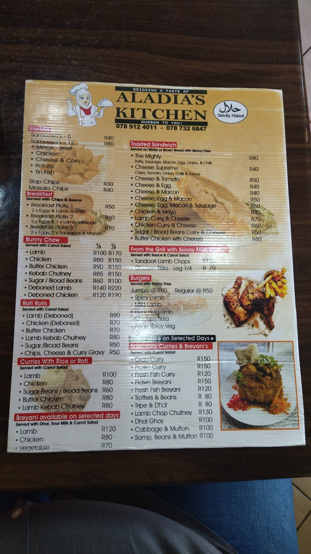 Menu at Vaagh Restaurant, Roodepoort