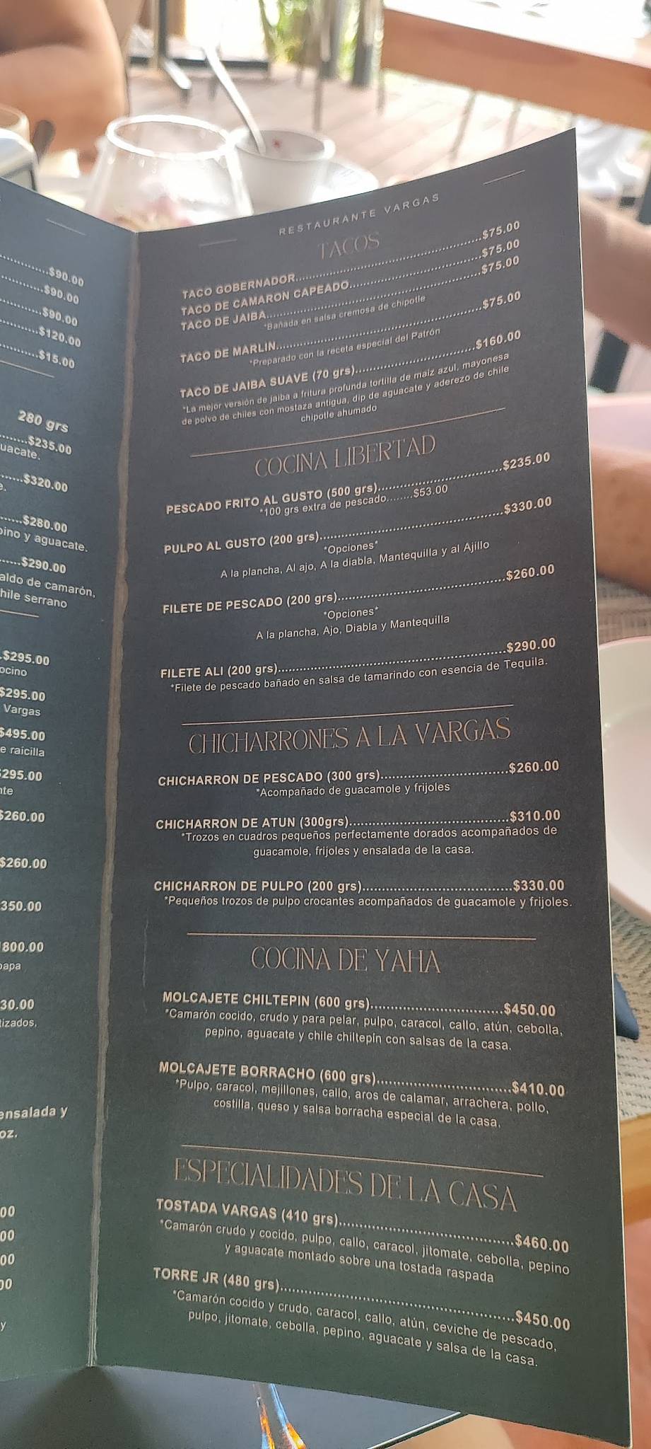Menu at Restaurant Vargas Mezcales, Mezcales