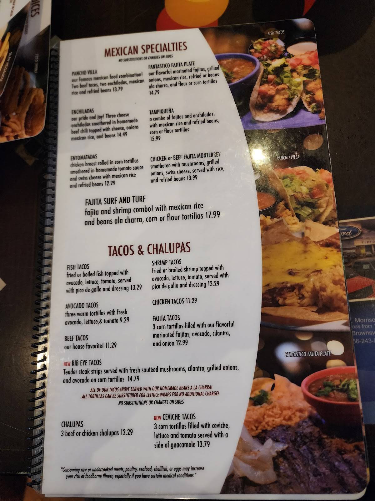 Menu at Vermillion Restaurant and Watering Hole, Brownsville
