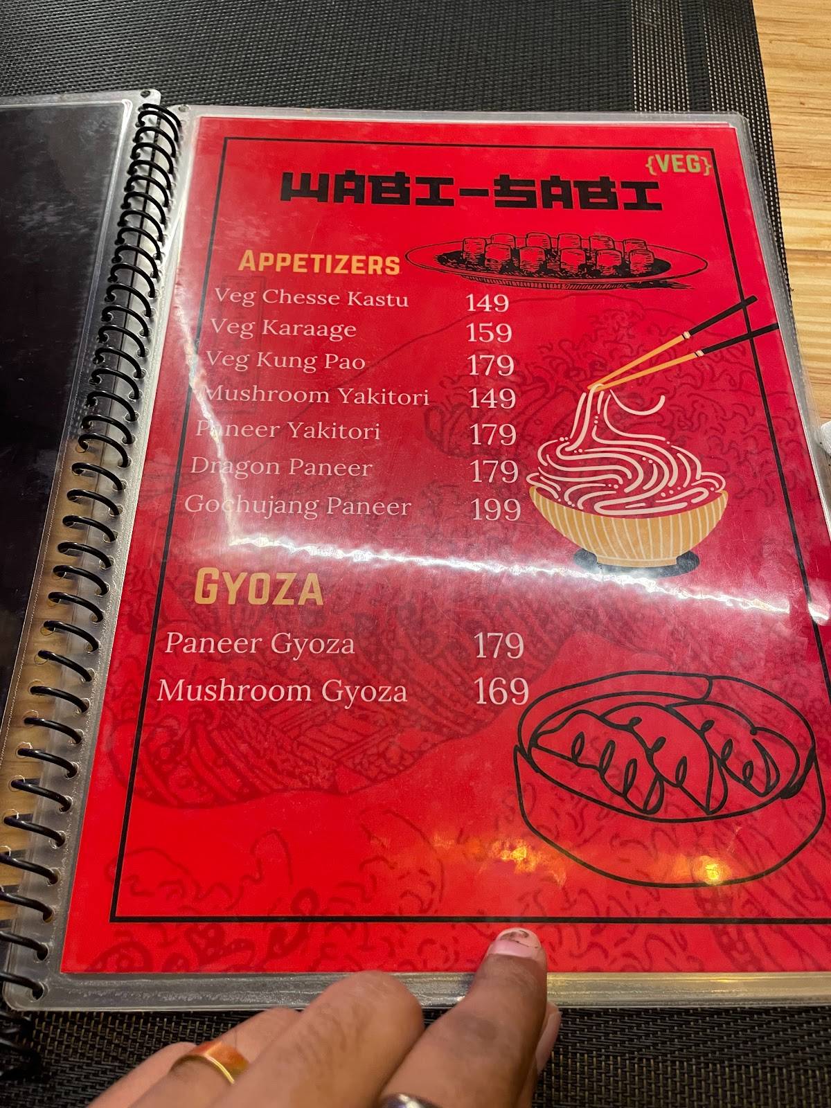Menu at WABI-SABI, Bhilai