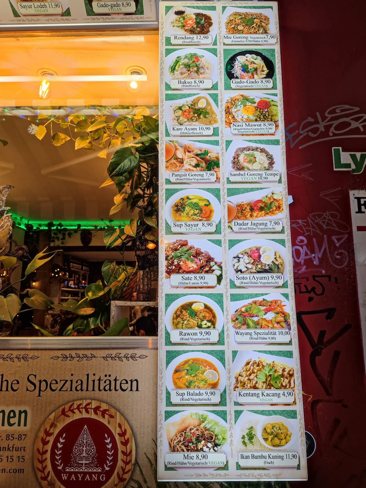 Speisekarte von Wayang Indonesische Spezialitäten restaurant, Frankfurt ...