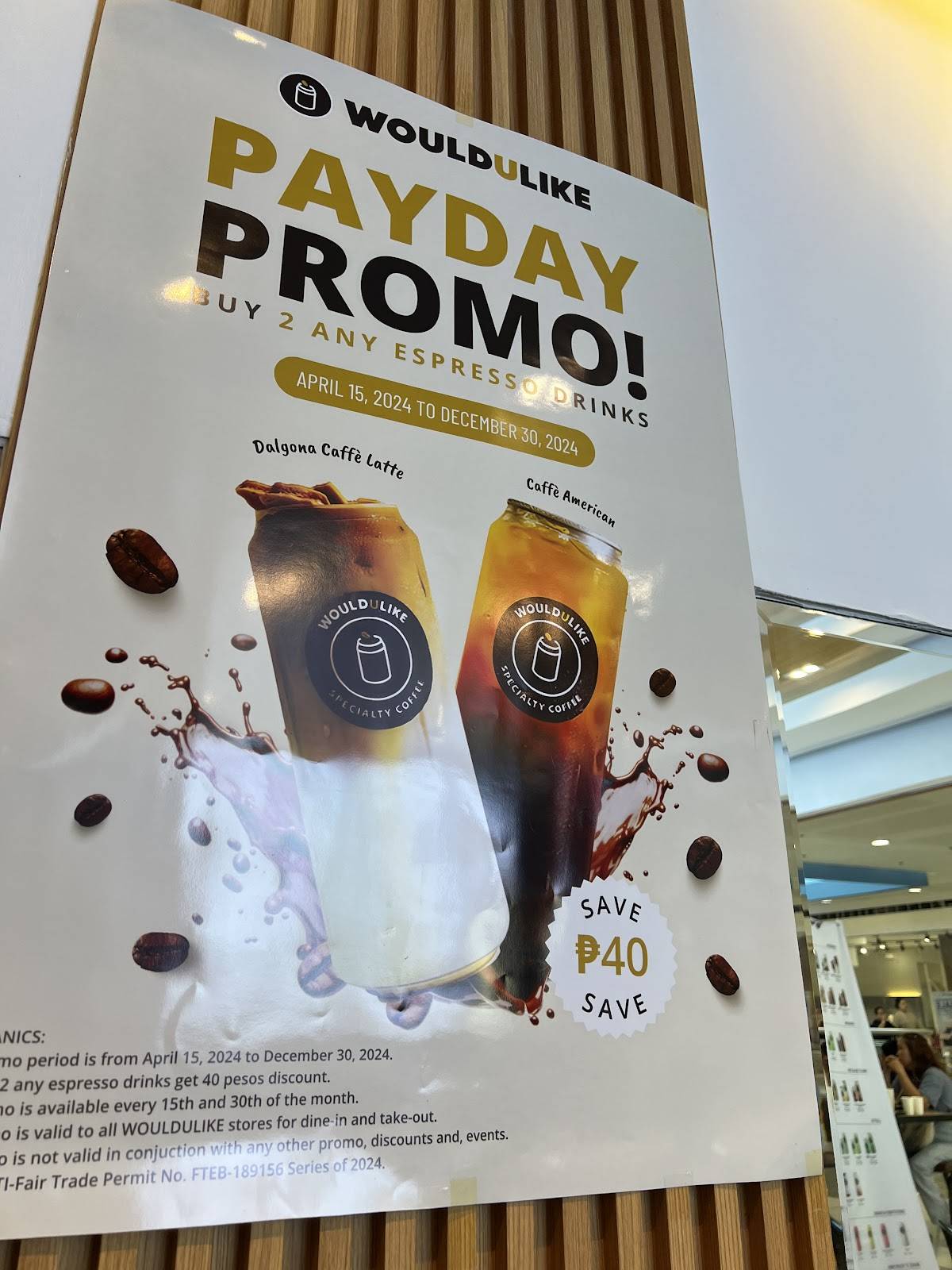 Menu at WouldULike Specialty Coffee SM City Sucat, Parañaque