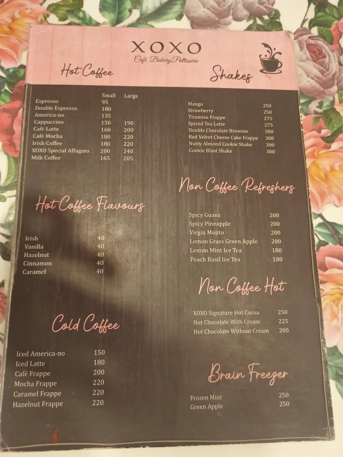 Menu at XOXO (Café, Bakery & Patisserie), Dehradun